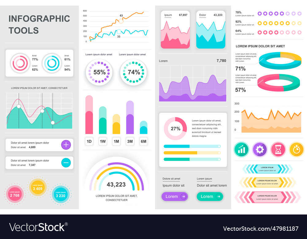 Bundle infographic ui ux kit elements different Vector Image