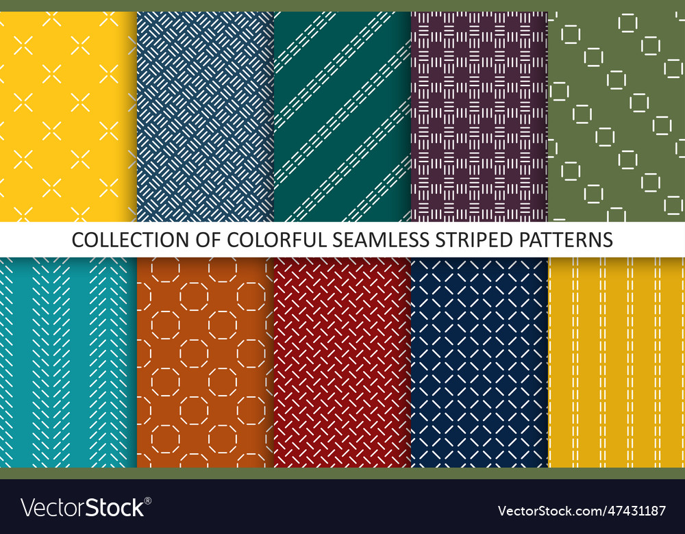 Collection of colorful striped seamless patterns Vector Image