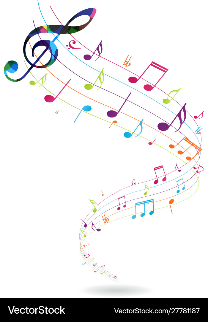 Colorful music notes background isolated on white Vector Image