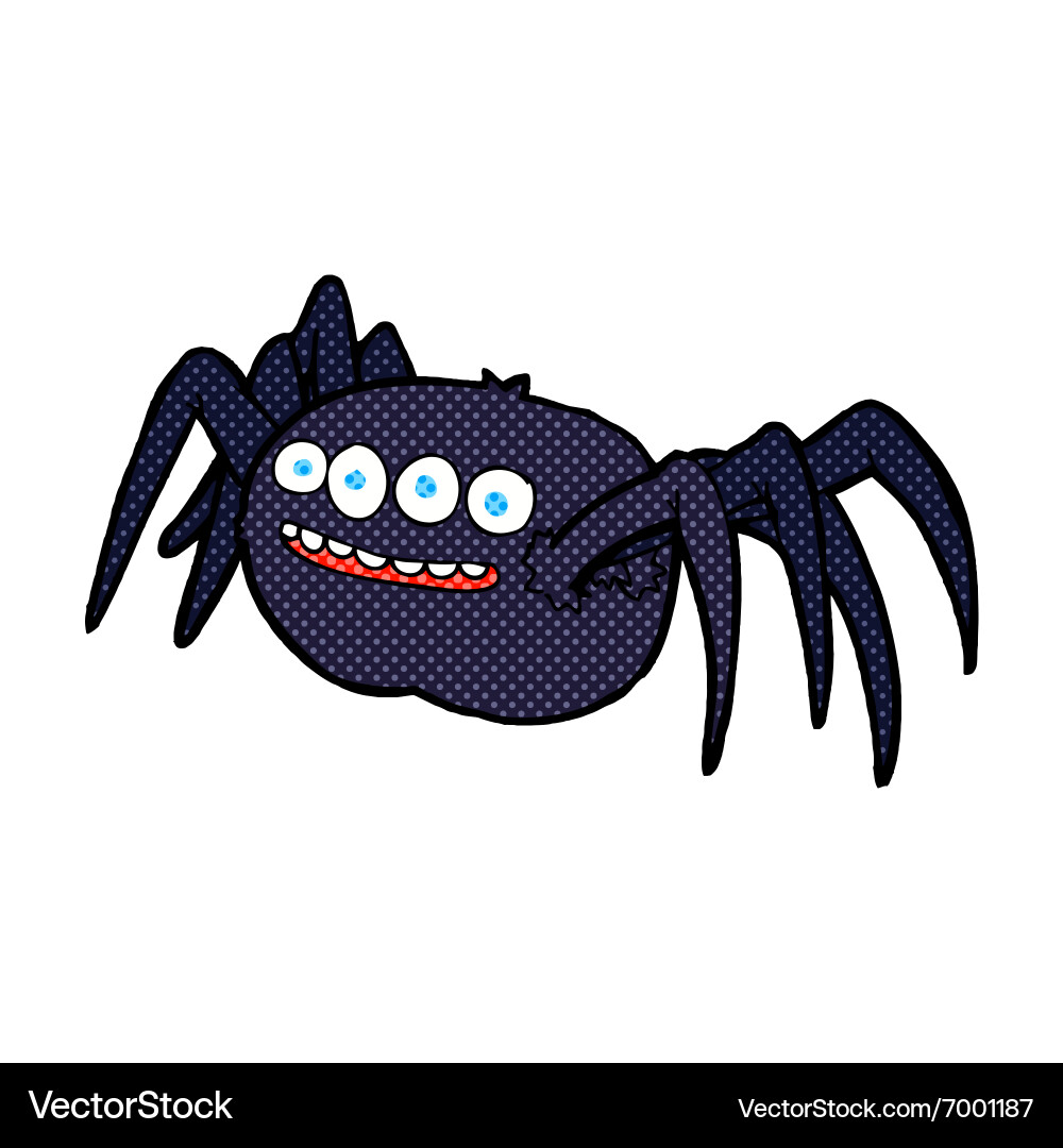 Comic cartoon spooky spider Royalty Free Vector Image