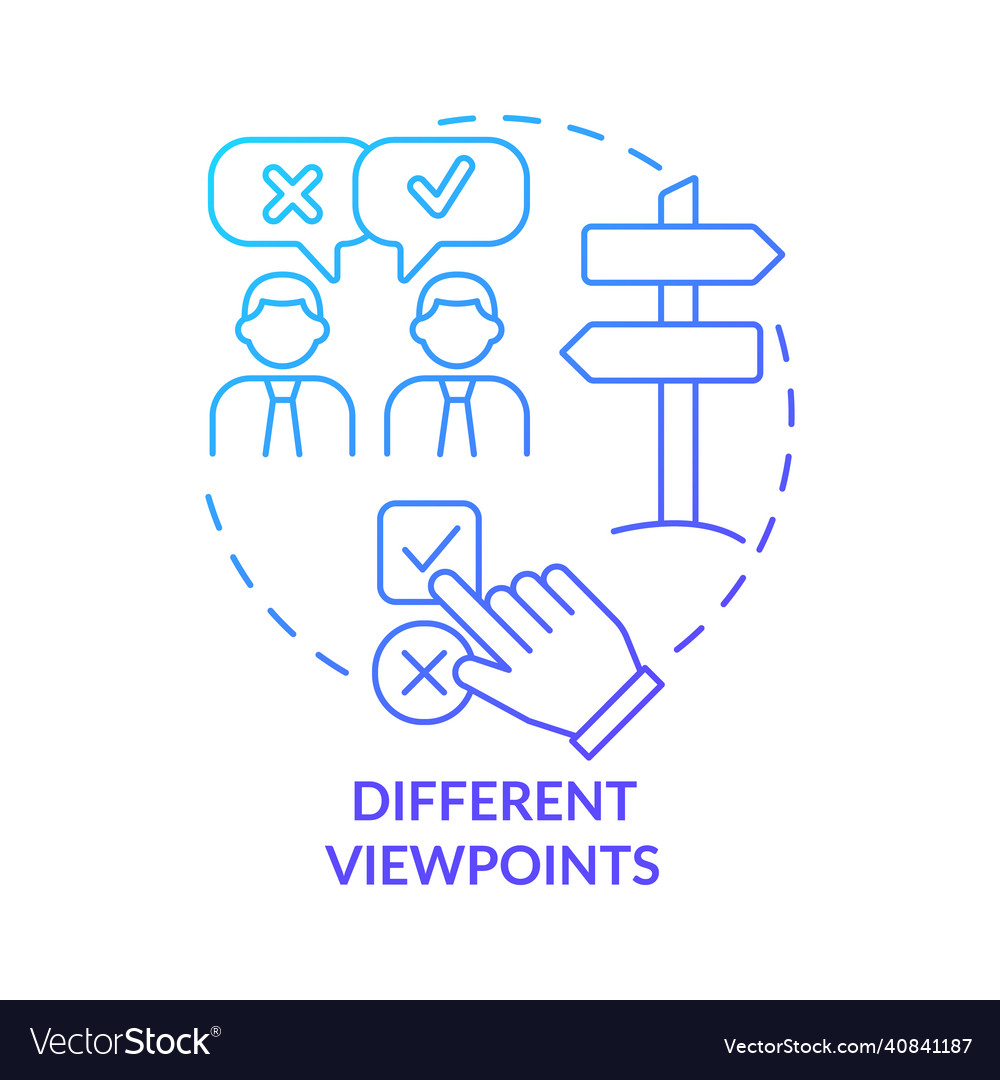 Different viewpoints communication blue gradient Vector Image