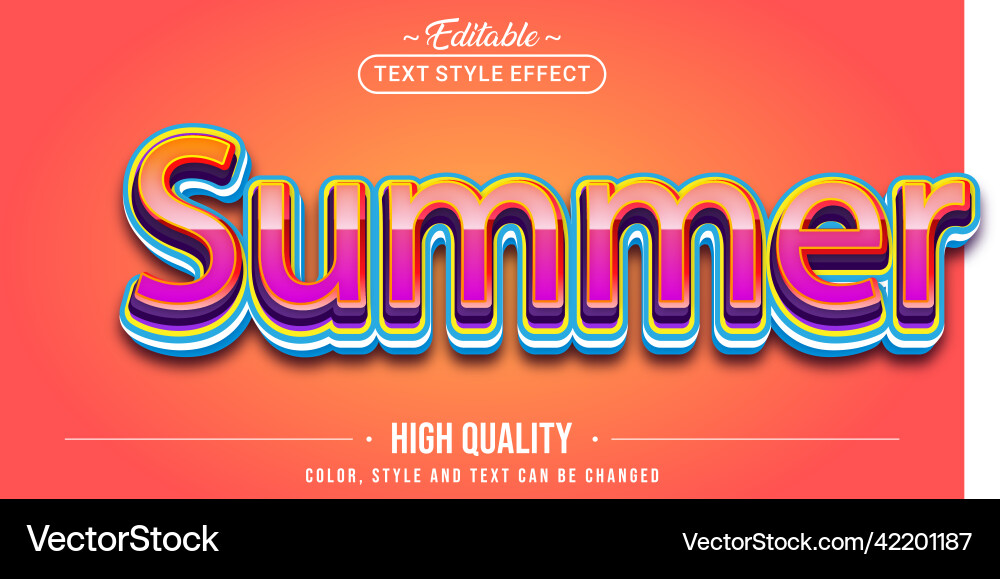 Editable text style effect - summer Royalty Free Vector