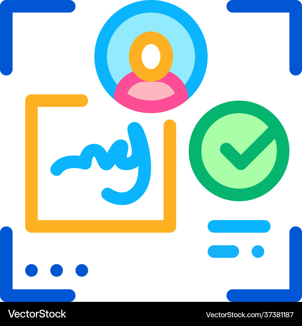 Electronic signature identity color icon Vector Image