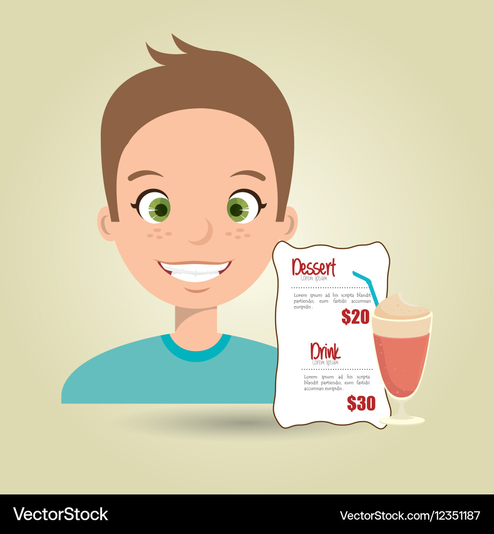 Man cartoon menu food Royalty Free Vector Image
