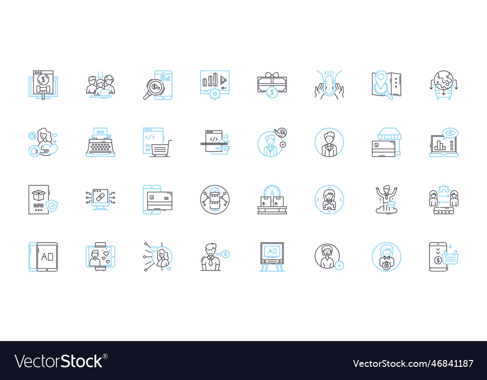 Marketing campaign linear icons set strategy Vector Image Marketing campaign linear icons set strategy Vector Image