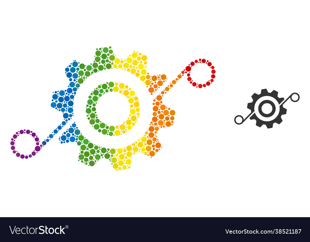 Rainbow cog solution composition icon spheric Vector Image