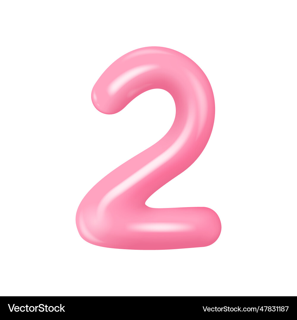 Realistic pink numbers from 2 plastic volumetric Vector Image