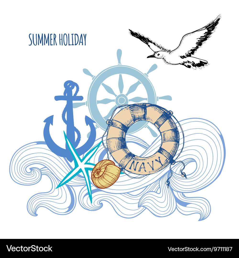 Sailing background summer sea holiday design Vector Image