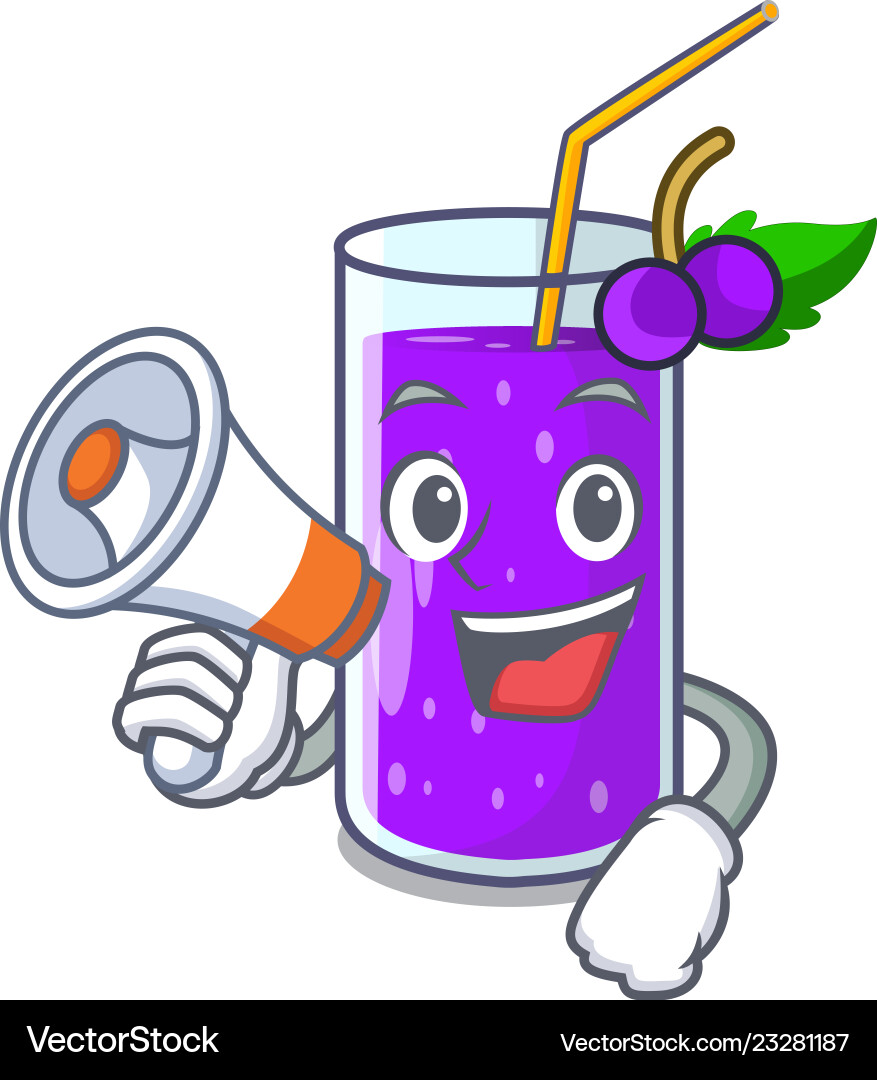 With megaphone grape juice bottled in cartoon Vector Image