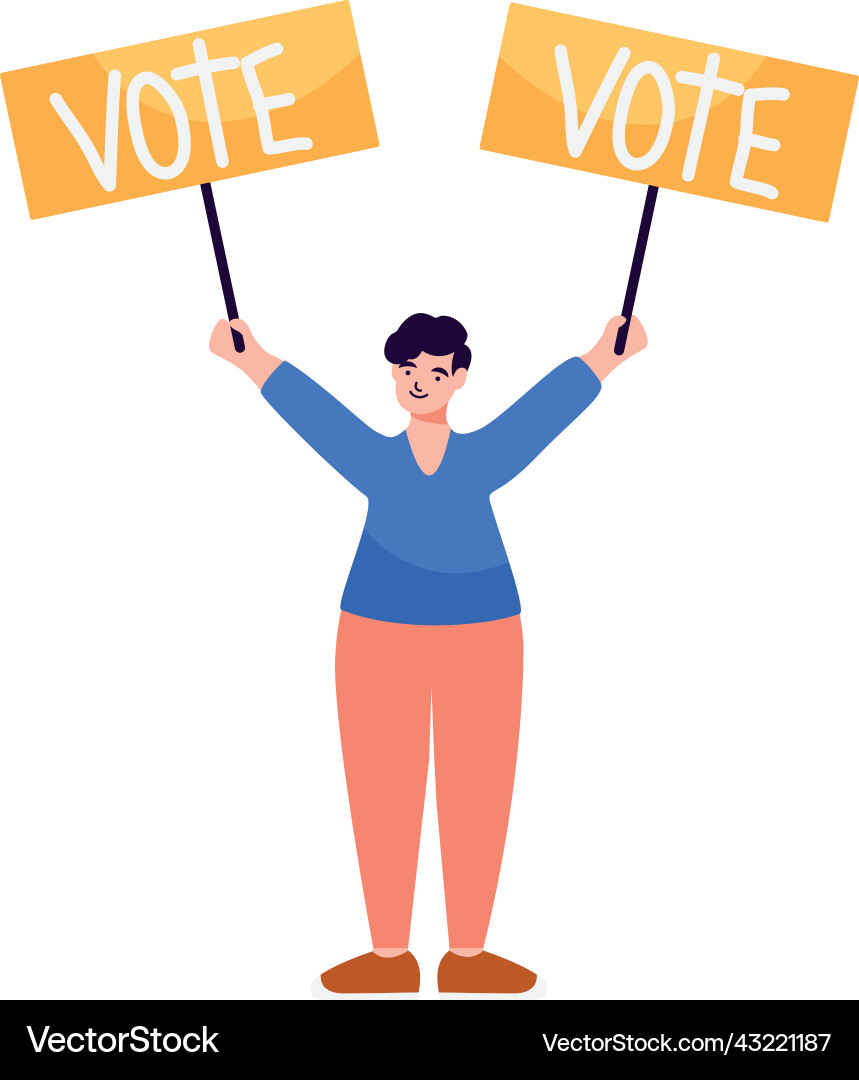 Woman with vote placards Royalty Free Vector Image