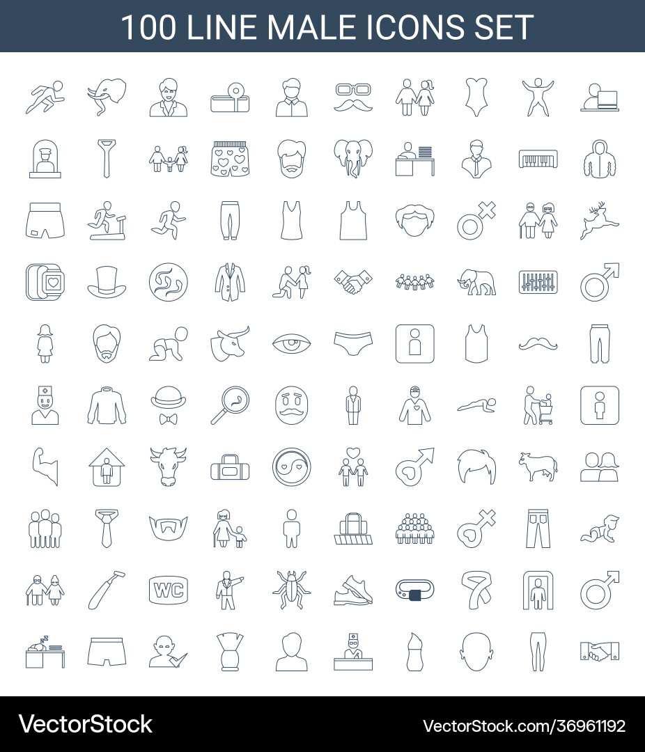 100 male icons Royalty Free Vector Image - VectorStock