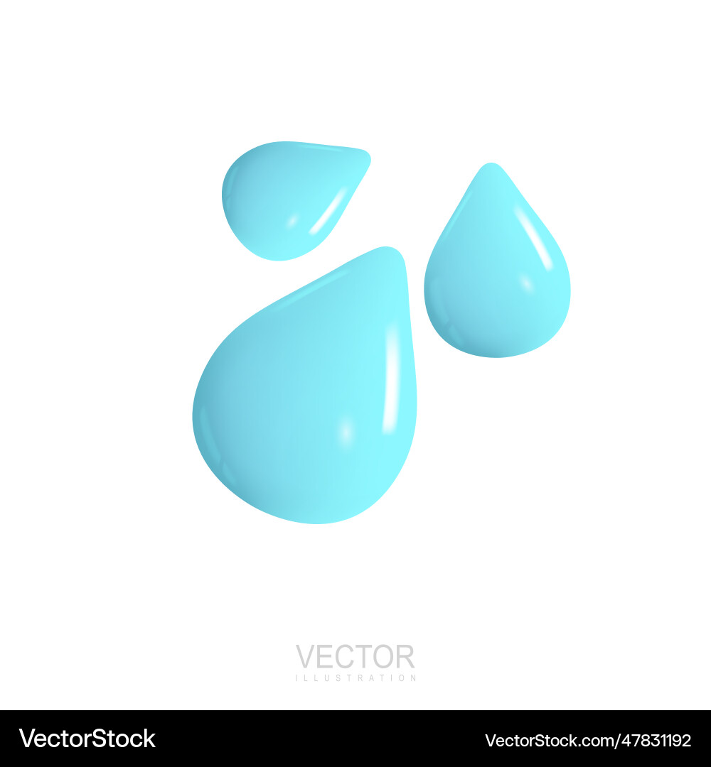 3d water drops isolated on white background water Vector Image