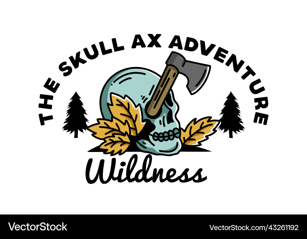 An ax stuck in the skull design Royalty Free Vector Image