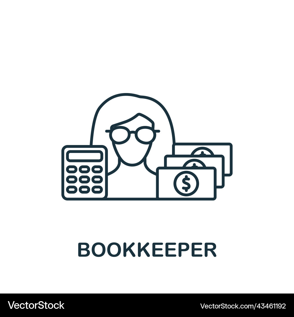 Bookkeeper icon monochrome simple accounting icon Vector Image