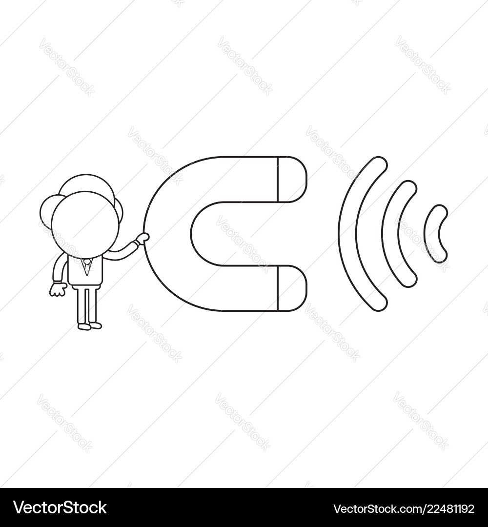 Businessman character holding magnet Royalty Free Vector