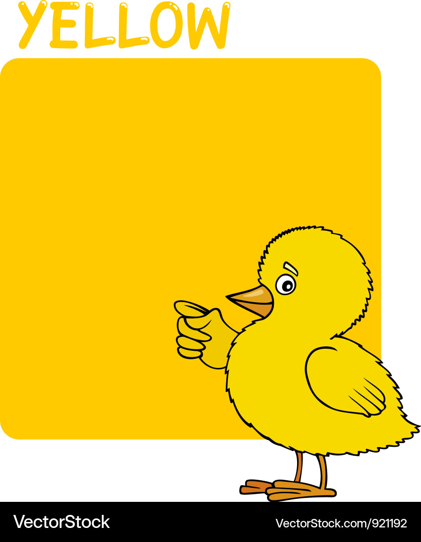 Color yellow and chick cartoon Royalty Free Vector Image