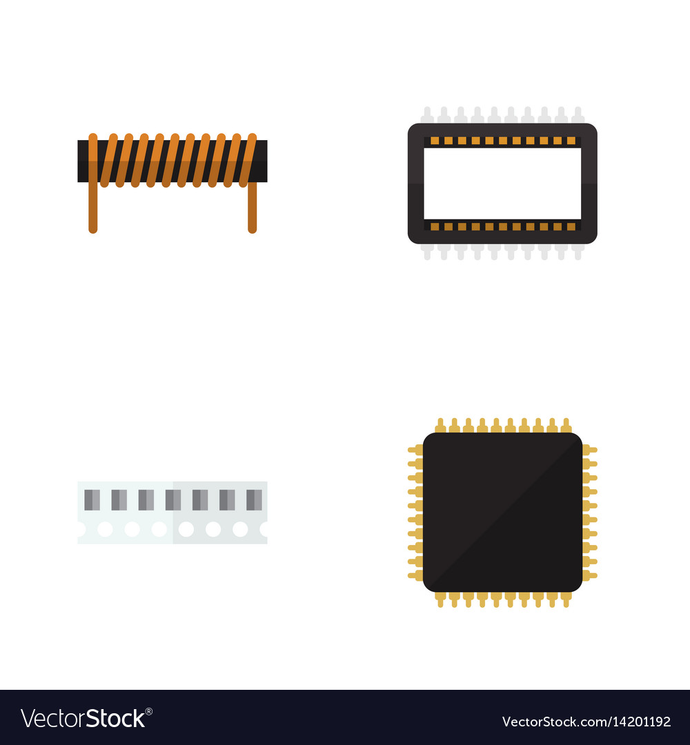 Flat device set memory bobbin cpu and other Vector Image