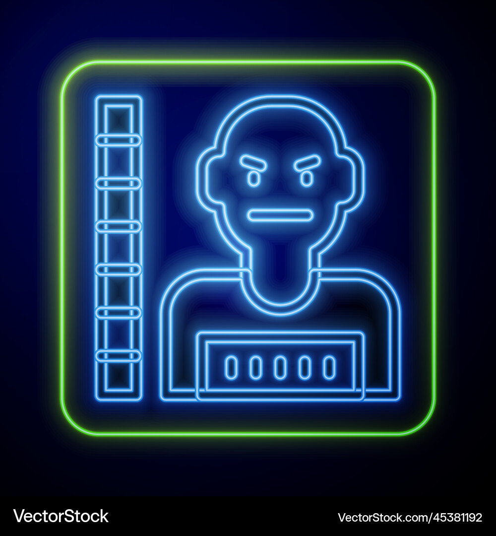 Glowing neon suspect criminal icon isolated Vector Image