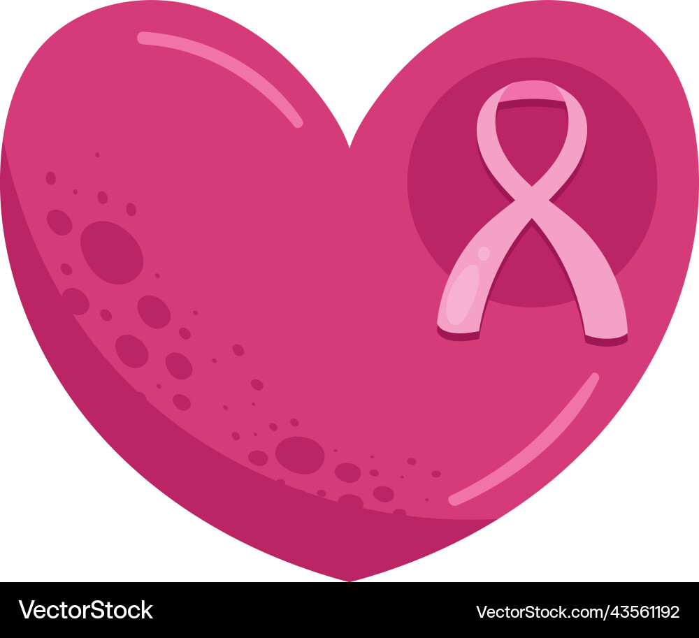 Heart with pink ribbon Royalty Free Vector Image