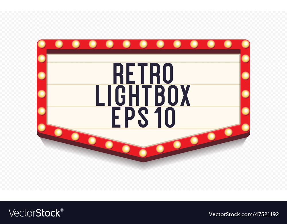 Retro lightbox template with lightbulb realistic Vector Image