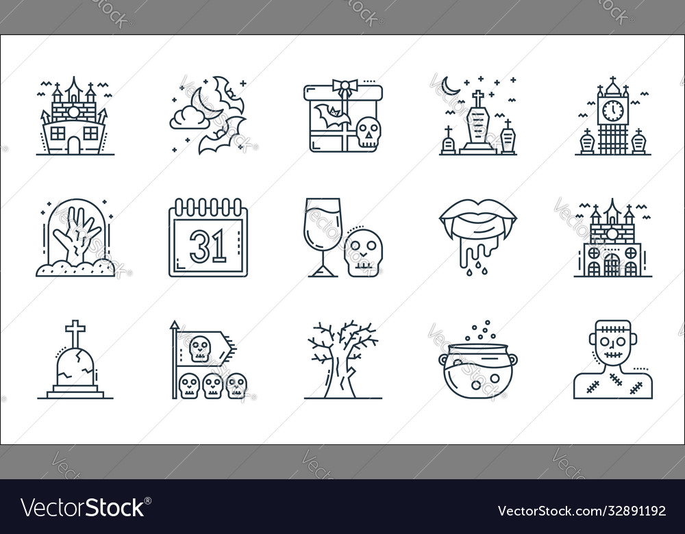 Spooky halloween line icons linear set quality Vector Image