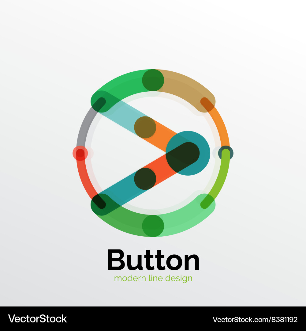 Thin line design geometric button flat Royalty Free Vector