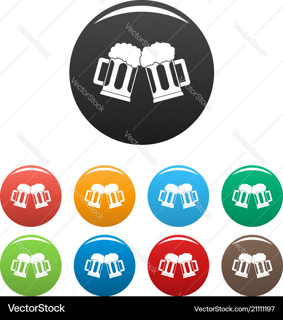 Beer mug icons set color Royalty Free Vector Image