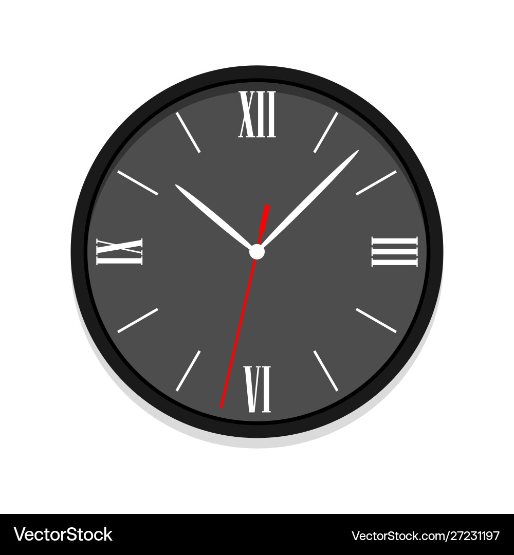 Black clock icon with roman numerals Royalty Free Vector