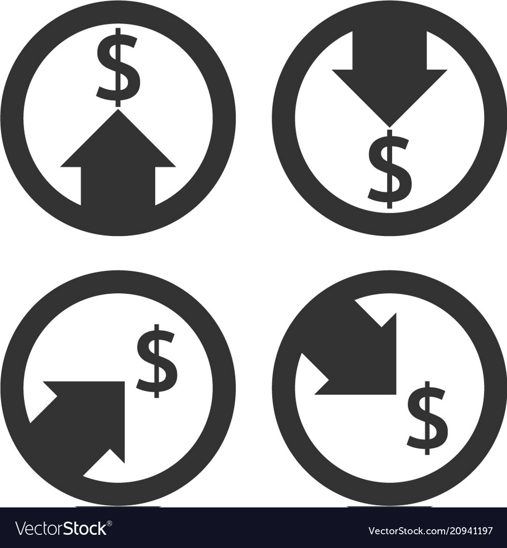 Dollar increase decrease icon money symbol Vector Image