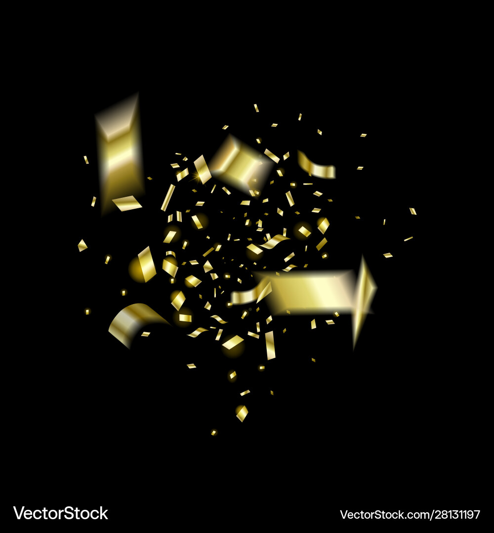 Explosion gold confetti in center Royalty Free Vector Image