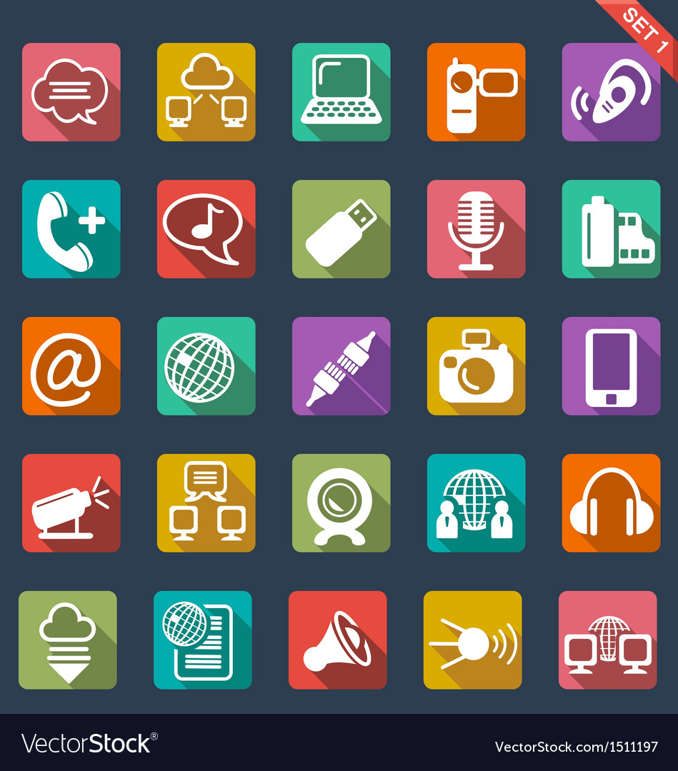 Flat icon set Royalty Free Vector Image - VectorStock