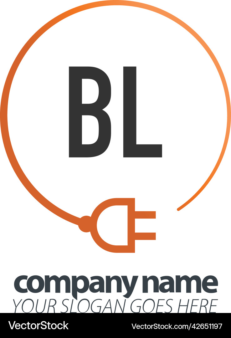 Initial letter bl line art electric plug logo Vector Image