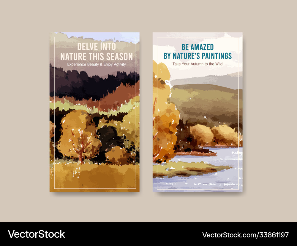 Instagram template with landscape in autumn Vector Image