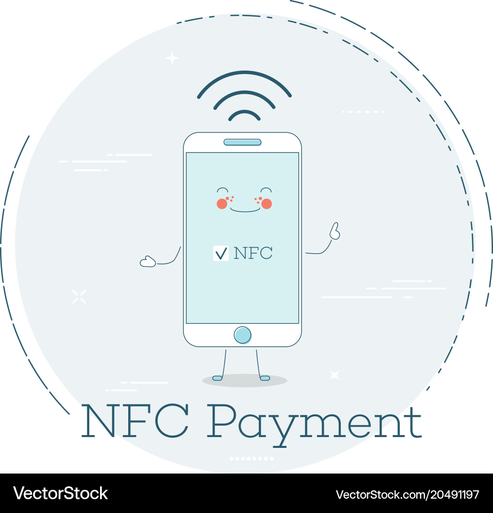 Nfc payment concept in line art style Royalty Free Vector