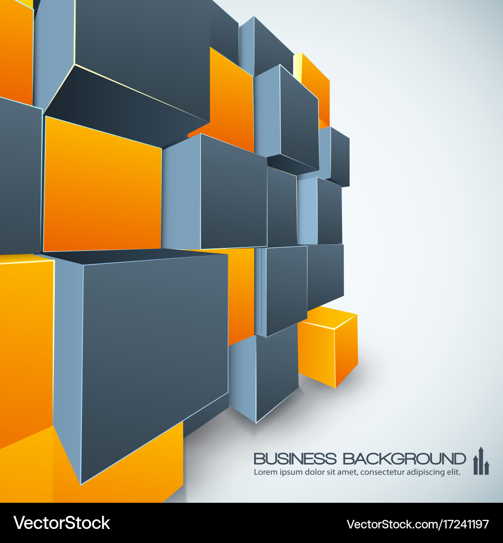 Poster design with orange and grey cubes Vector Image