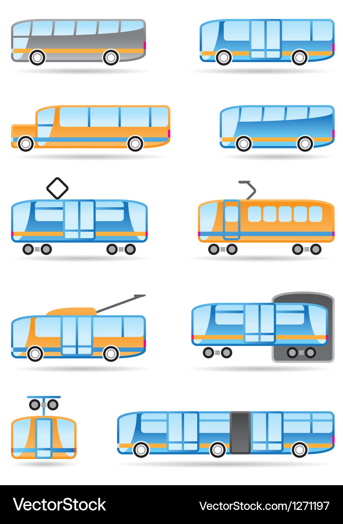 Public transport icons set Royalty Free Vector Image