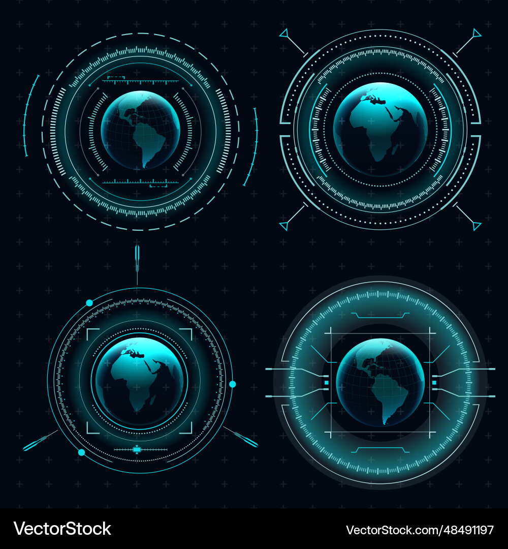 Realistic transparent planet earth holograms Vector Image