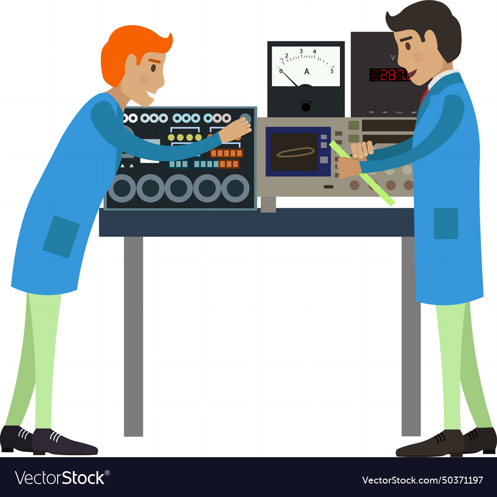 Scientists Laboratory Workers Conducting Analysis Vector Image
