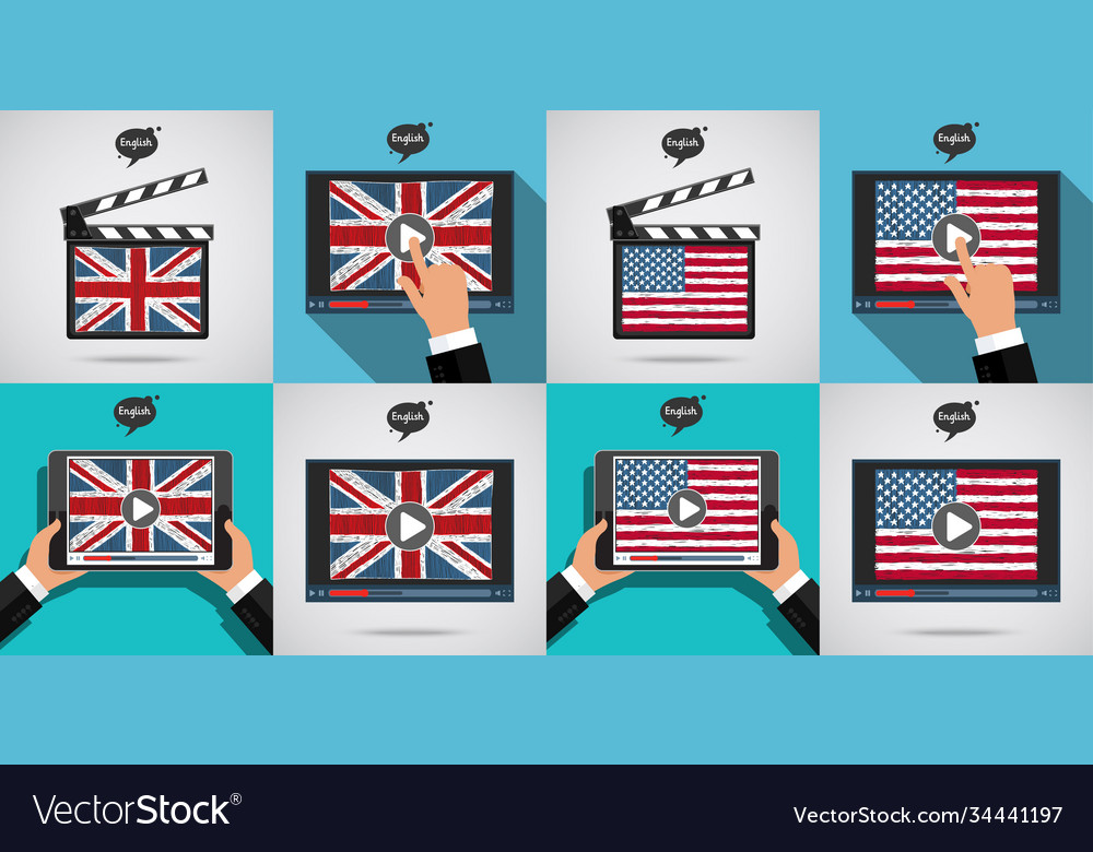 Set concept learning languages study english Vector Image
