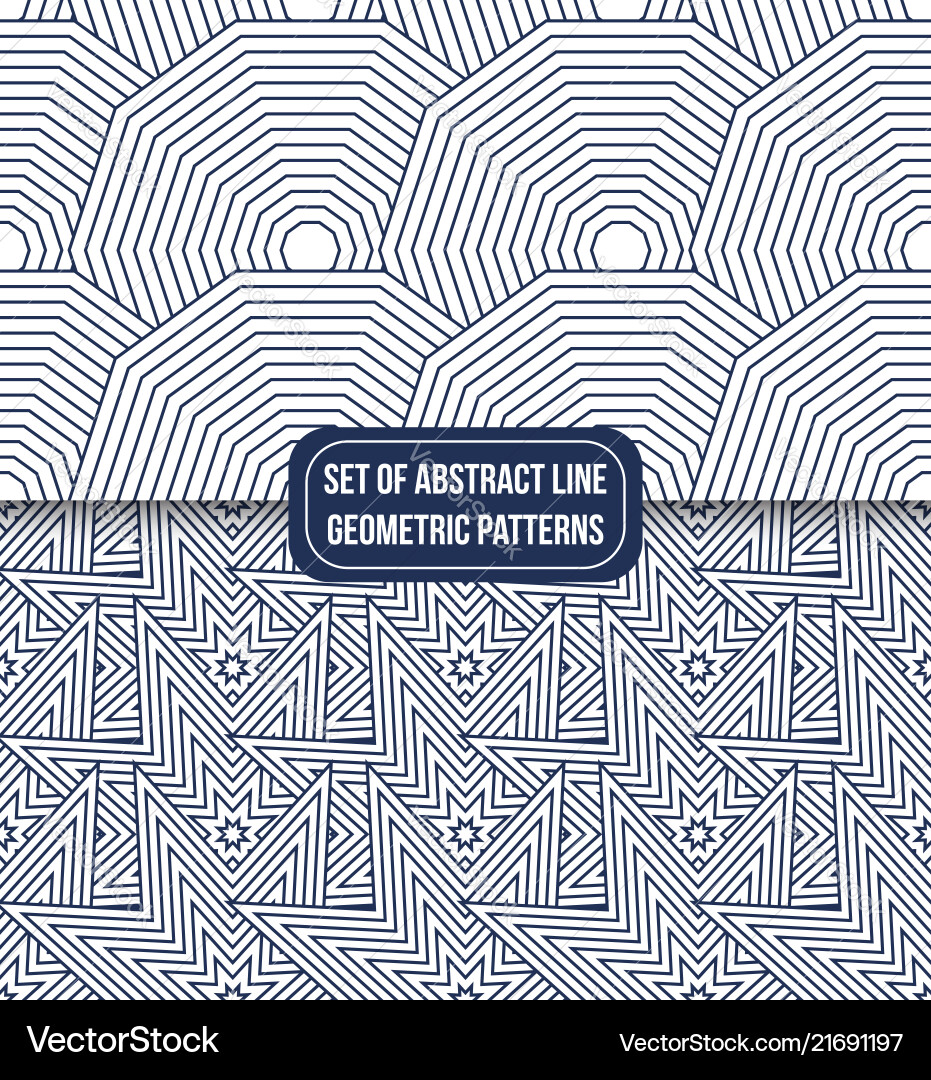 Set of 2 geometric line pattern background star Vector Image