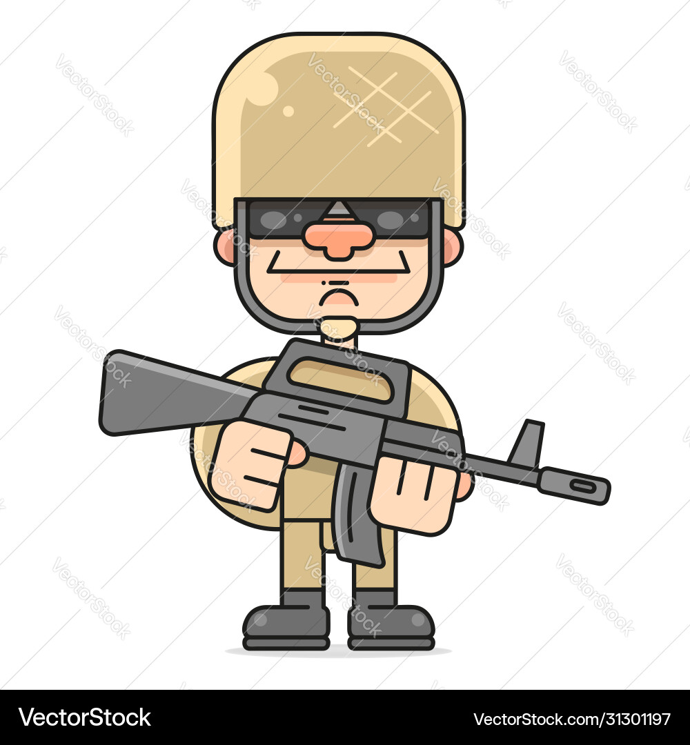 Soldier in uniform with weapons on a white Vector Image