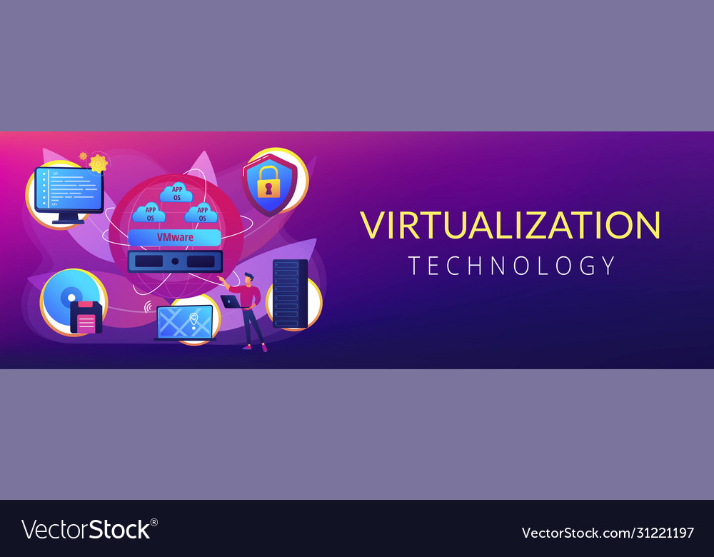 Virtualization technology concept banner header Vector Image