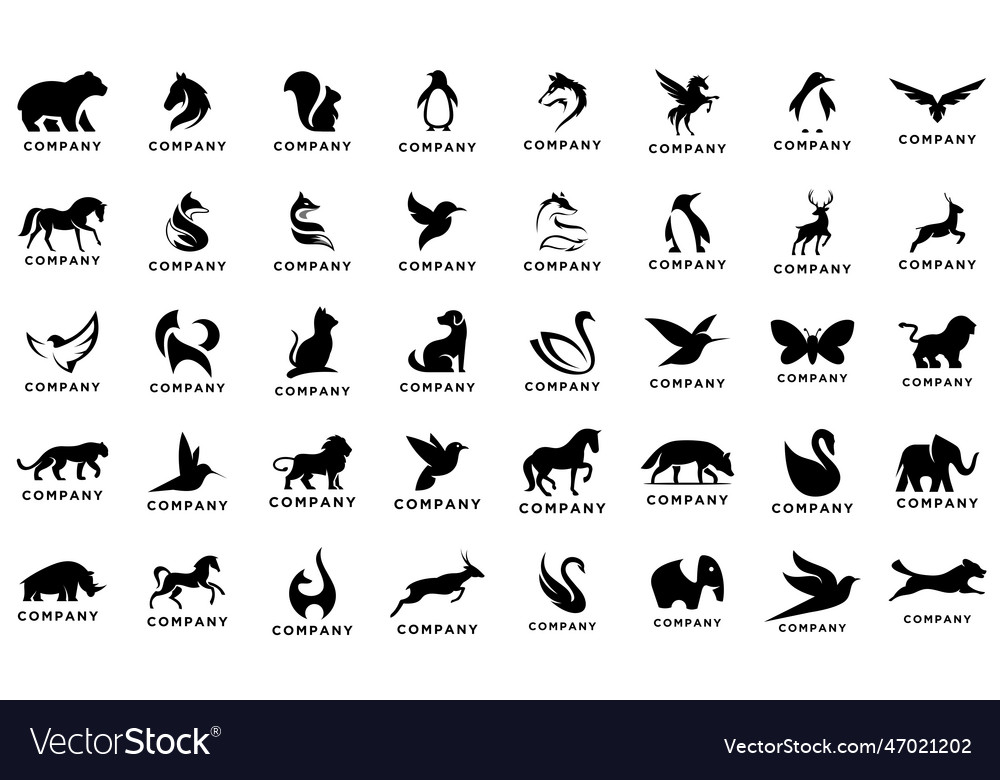 Animals logos collection animal logo set Vector Image