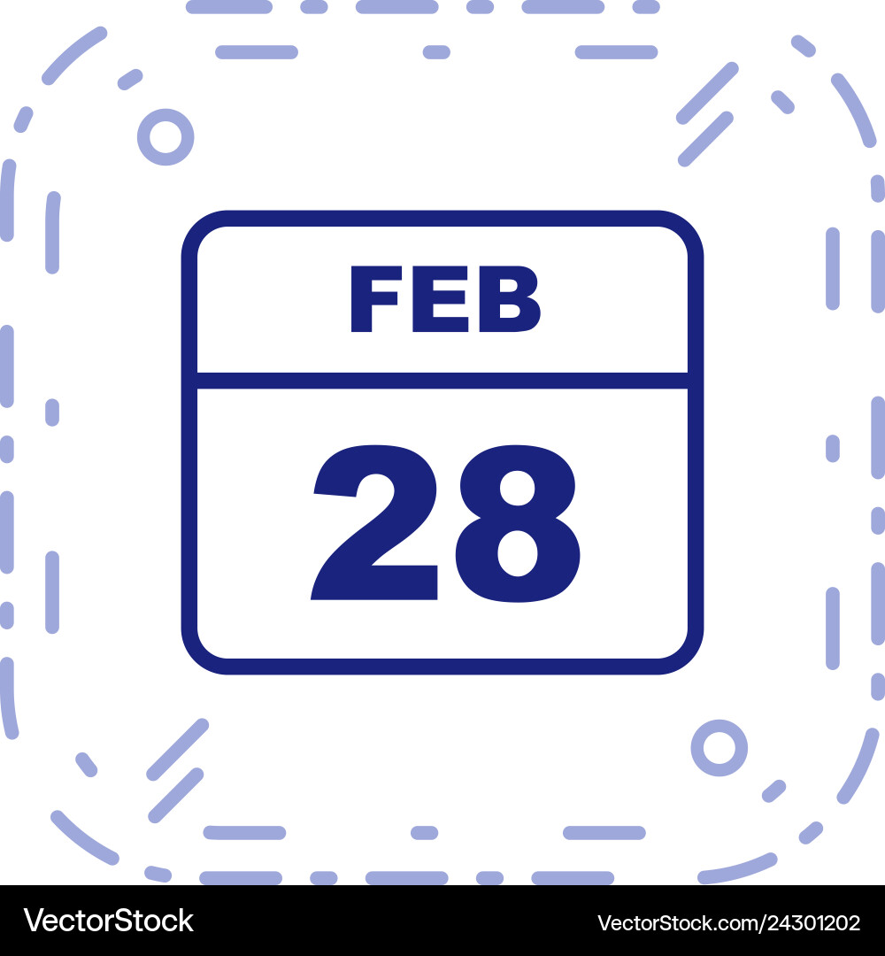 February 28th date on a single day calendar Vector Image