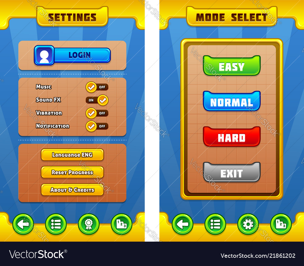 Game user interface templates Royalty Free Vector Image