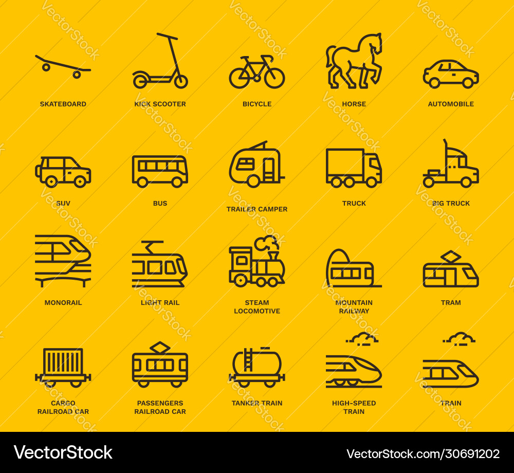 Land transport icons set Royalty Free Vector Image