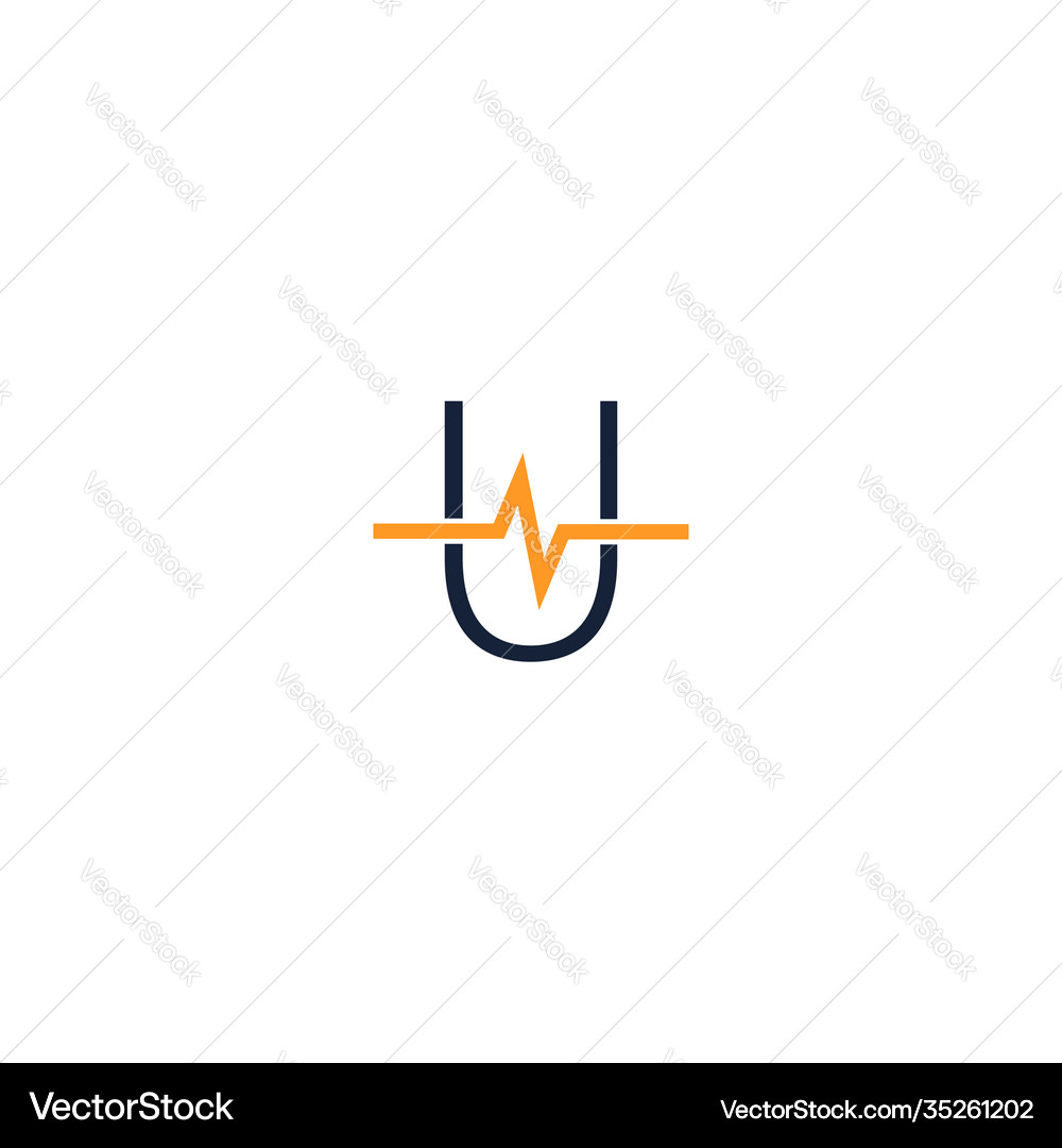Letter u icon logo combined with pulse icon design