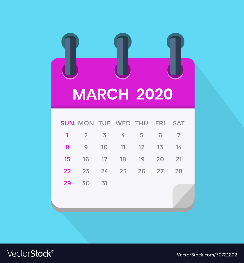 March calendar template 2020 Royalty Free Vector Image