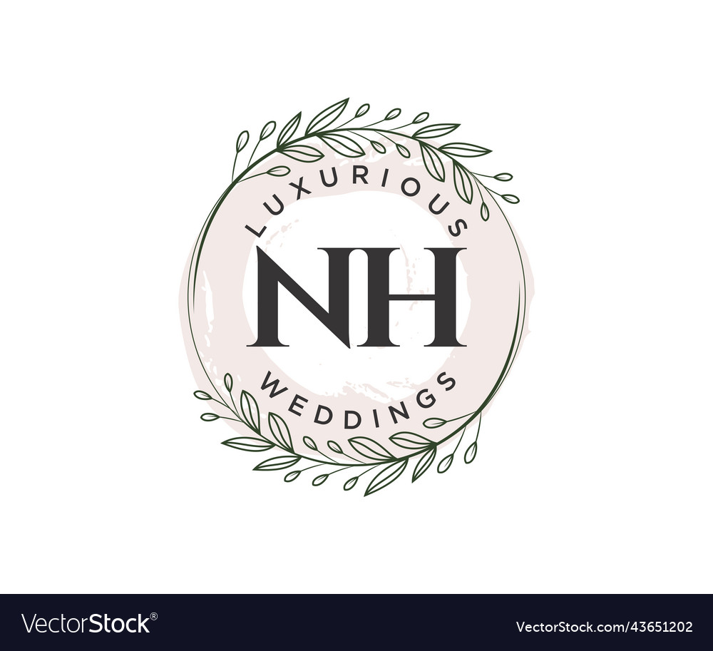 Nh initials letter wedding monogram logos Vector Image