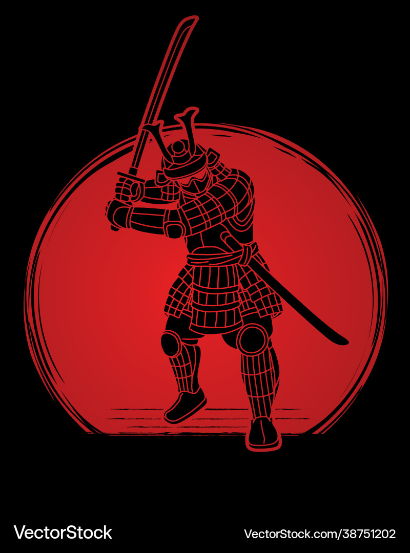 Samurai warrior or ronin japanese fighter action Vector Image